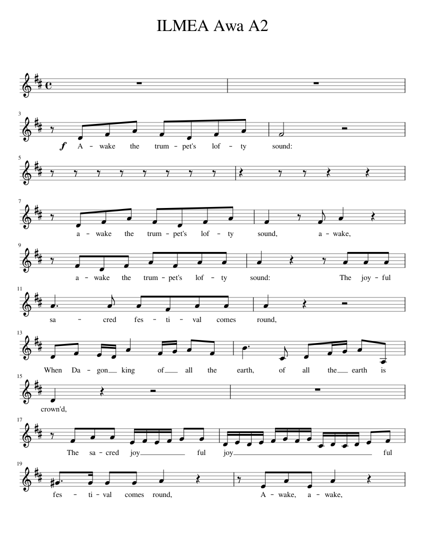 ILMEA Awa A2 Sheet music for Piano (Solo) Easy | Musescore.com
