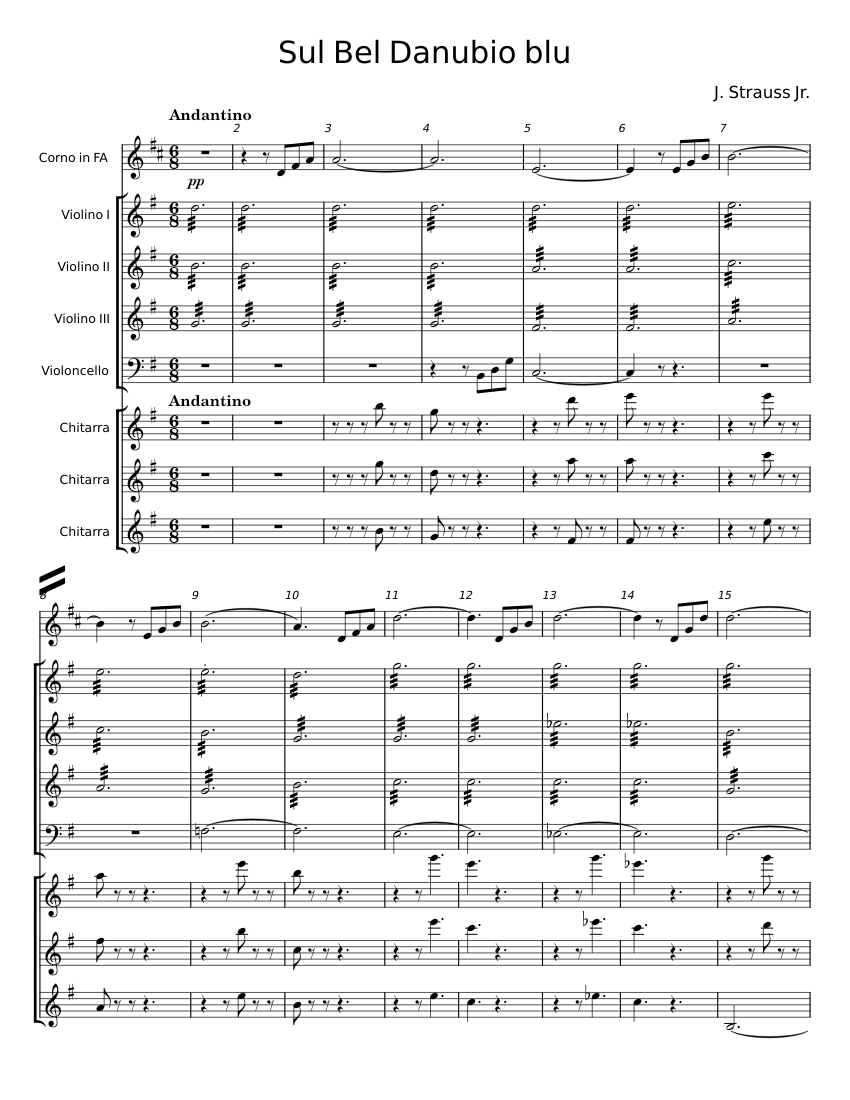 Sul Bel Danubio blu - J. Strauss Jr Sheet music for French horn, Violin ...