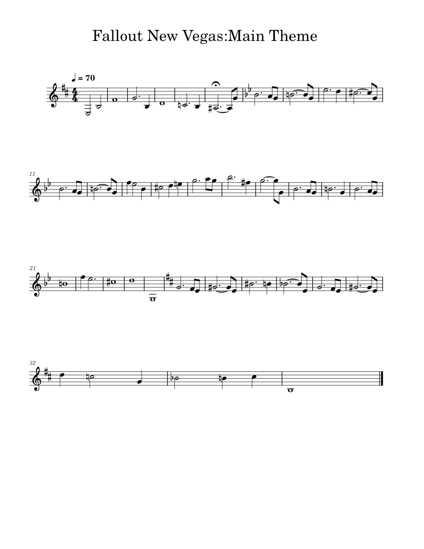 Fallout New Vegas - Main theme - Clarinet Solo Sheet music for Clarinet ...