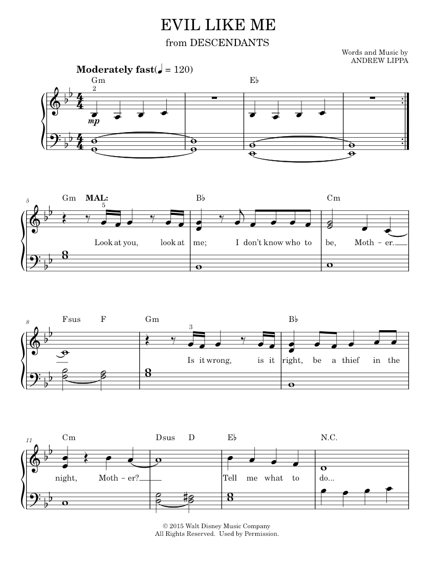 evil like me Sheet music for Piano by Descendents Official | MuseScore.com