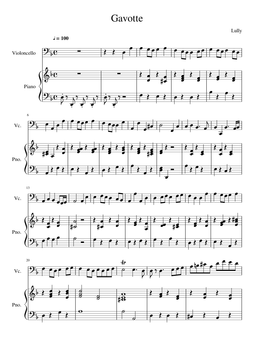 Gavotte – Lully, Jean-Baptiste Grade 5 Cello Exam A4 Gavotte by Lully 2 ...