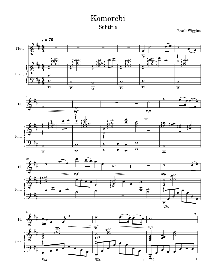 Komorebi Sheet Music for Piano, Flute (Solo) | MuseScore.com
