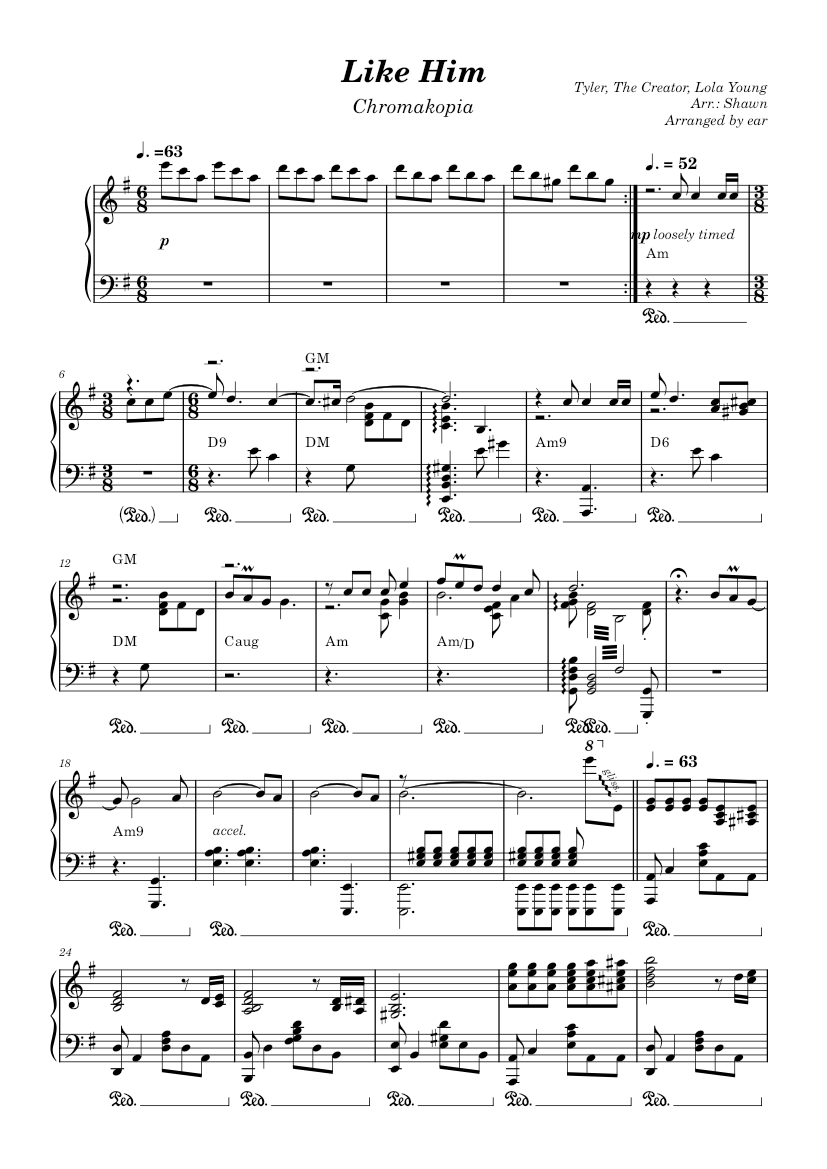Like Him – Tyler, The Creator Sheet Music with Chords for Piano (Solo ...