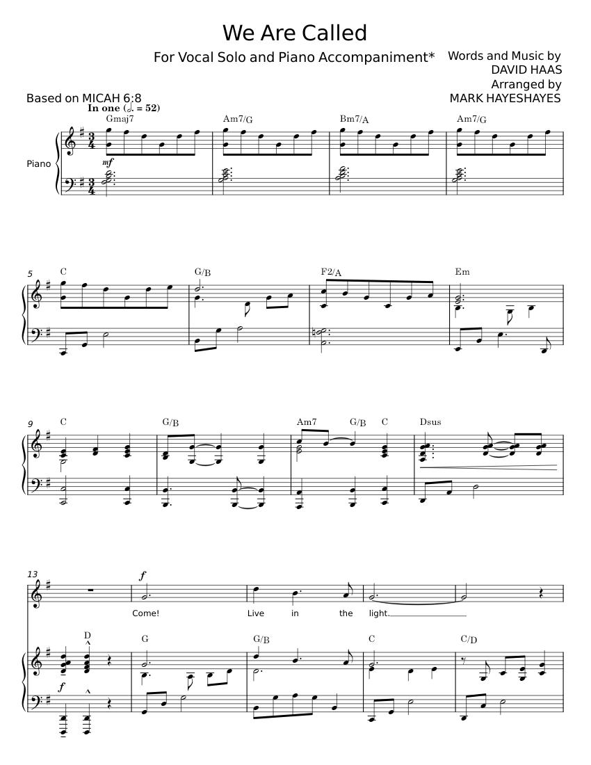 We are Called - David Haas Sheet Music for Piano, Synthesizer (Mixed ...