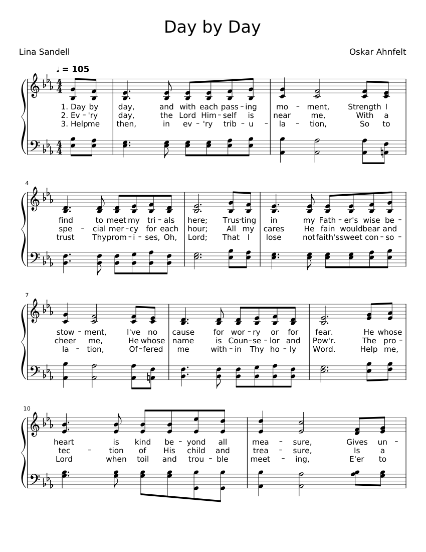 Day by Day Sheet music for Piano (Solo) Easy | Musescore.com