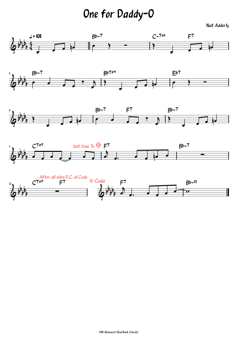 One For Daddy-O (Lead sheet ) Sheet Music for Piano (Solo) Easy ...