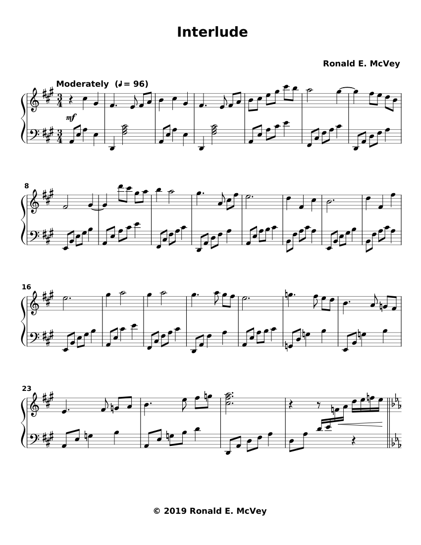 Interlude Sheet music for Piano (Solo) | Musescore.com