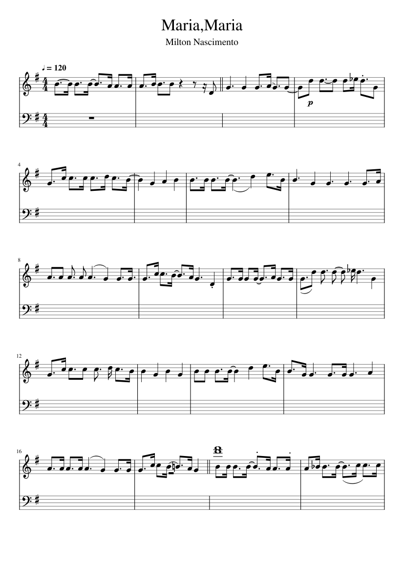 Maria,maria Sheet music for Piano (Solo) | Musescore.com