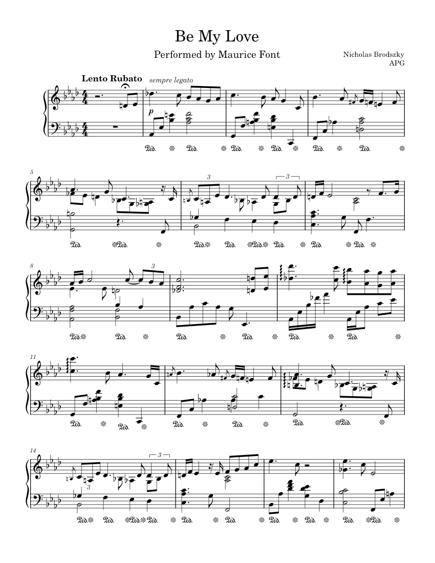 Be My Love – Nicholas Brodszky Sheet Music for Piano (Solo) | MuseScore.com