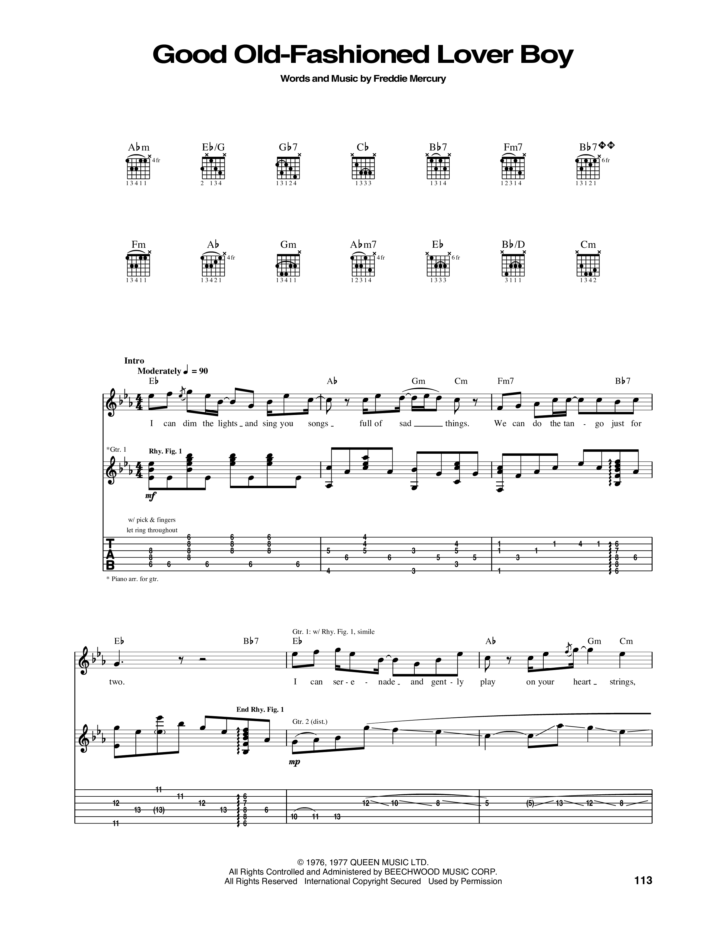 Good Old Fashioned Lover Boy Sheet Music For Guitar By Queen Official Good Old Fashioned Lover Boy Sheet Music For Guitar By Queen Official