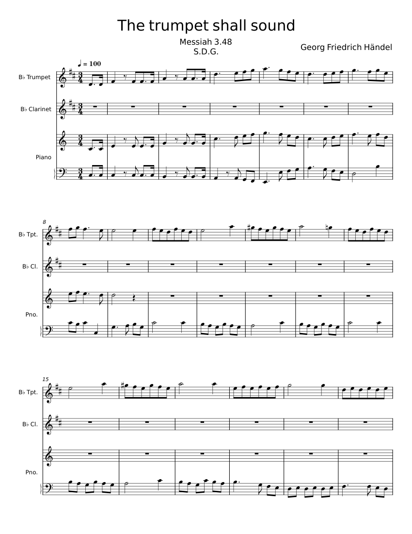 The Trumpet Shall Sound - Georg Friedrich Händel Sheet music for Piano ...