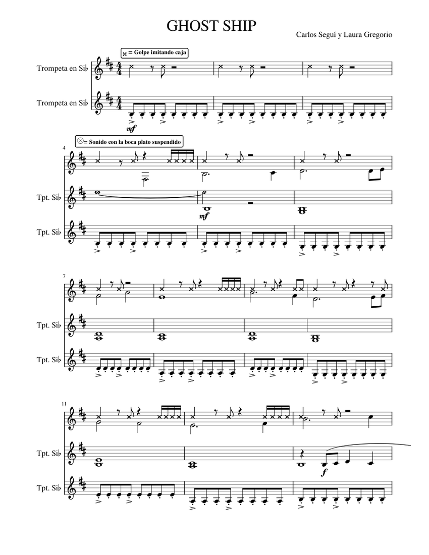 ghost ship def Sheet music for Trumpet in b-flat (Mixed Trio ...