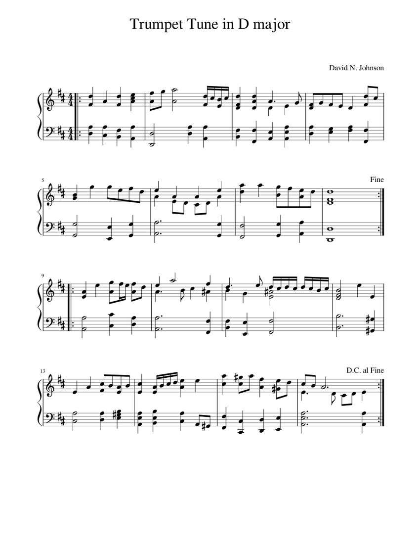 Trumpet Tune in D Major - David N. Johnson Sheet music for Piano (Solo ...