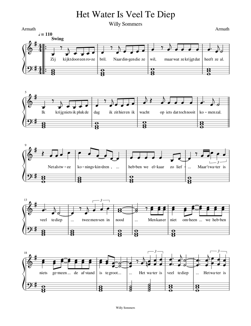 Het_water_Is_Veel_Te_Diep Sheet music for Piano (Solo) Easy | Musescore.com