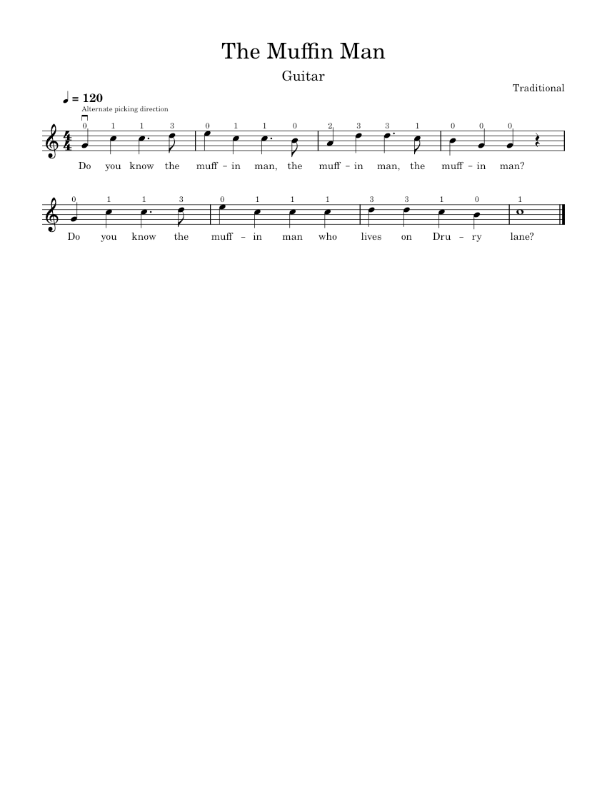 The Muffin Man. WM.051 – Misc tunes The Muffin Man (Guitar ...