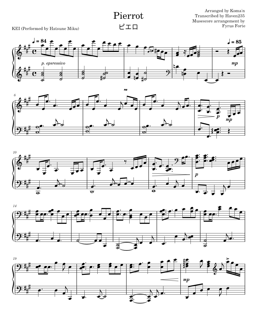 Pierrot / ピエロ – KEI (Vocaloid music artist) feat. Hatsune Miku, koma'n ...