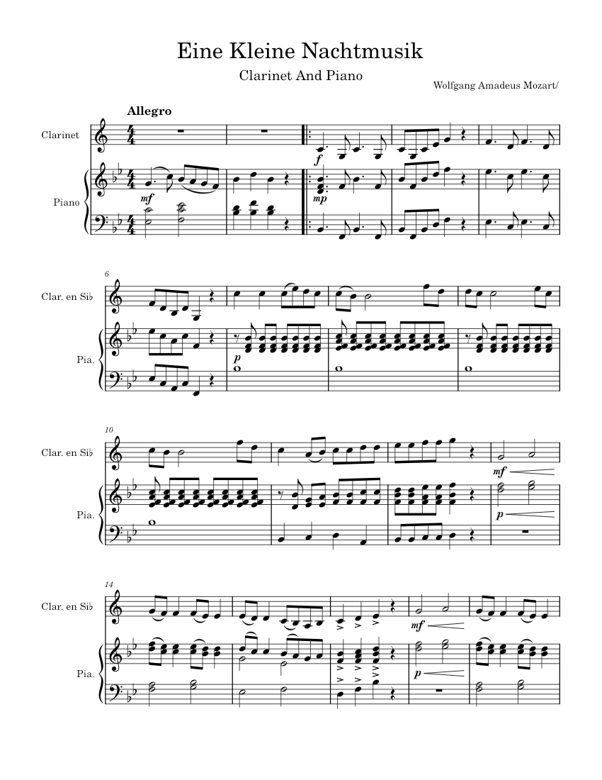 Eine kleine Nachtmusik, K.525 – Wolfgang Amadeus Mozart Sheet Music for ...