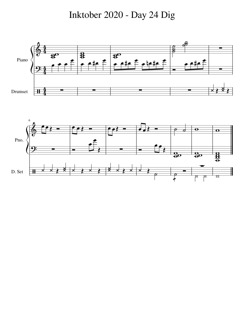 Inktober 2020 - Day 24 Dig Sheet music for Piano, Drum group (Mixed ...