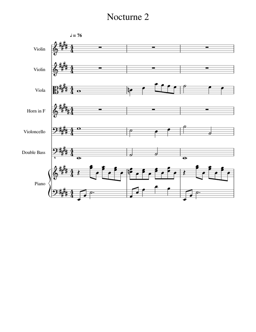Nocturne Sheet music for Piano, French horn, Contrabass, Violin & more ...