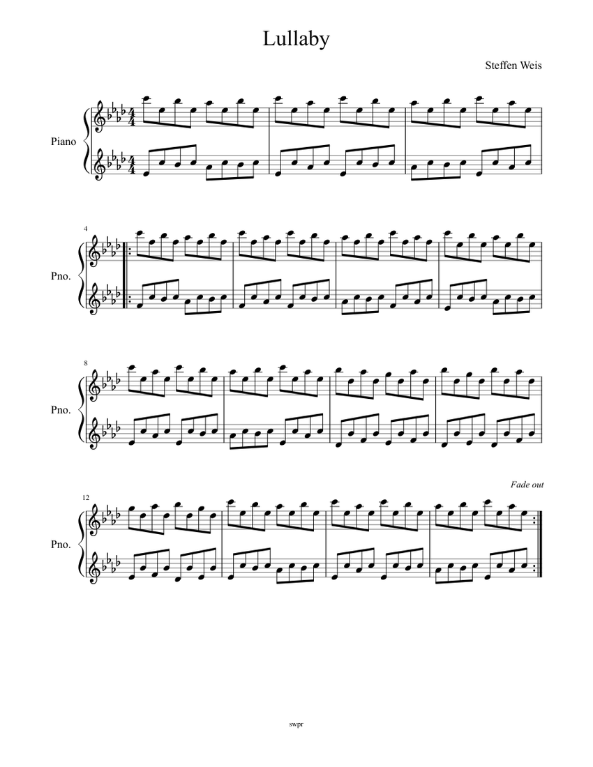 Lullaby Sheet music for Piano (Solo) | Musescore.com
