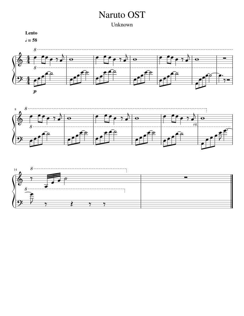 Naruto OST Sheet music for Piano (Solo) | Musescore.com