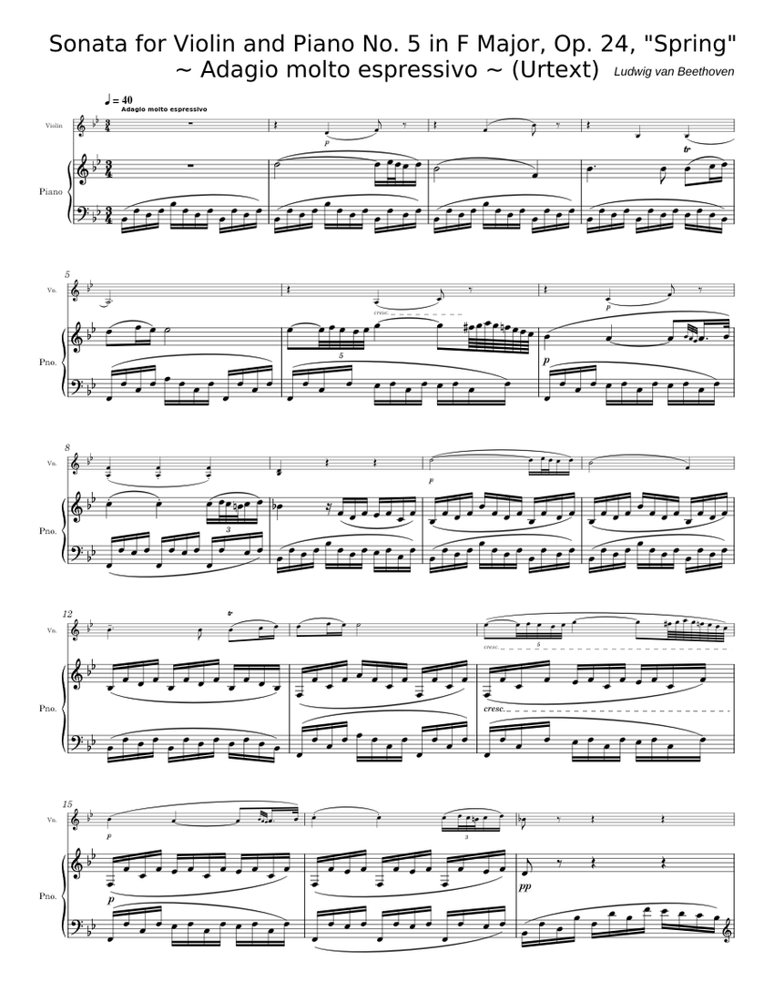 Beethoven - Violin Sonata No.5, Op.24 (Spring) - Adagio molto ...