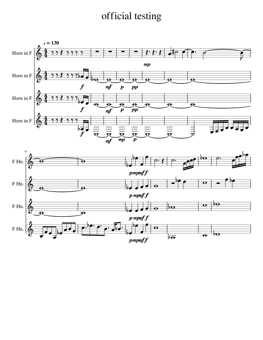 official testing Sheet music for French horn (Mixed Quartet ...