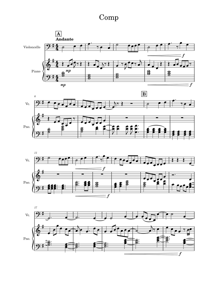 Comp Sheet music for Piano, Cello (Solo) | Musescore.com