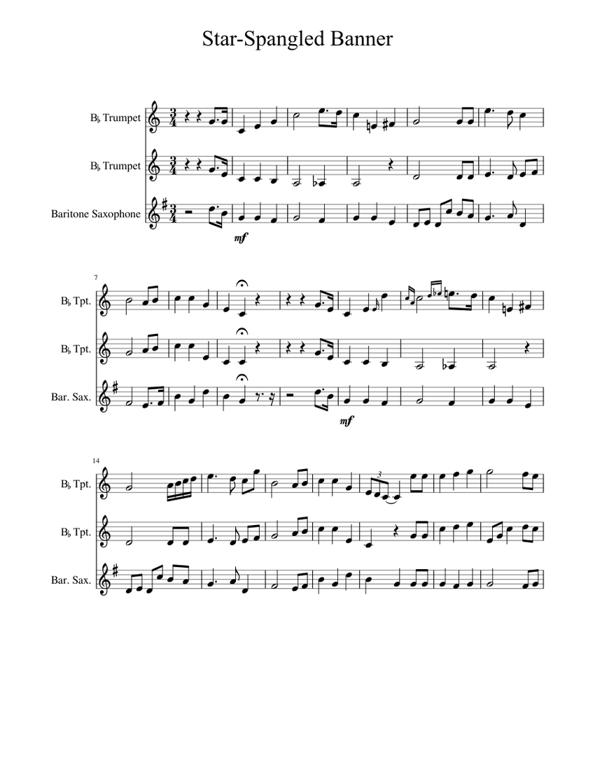 Star Spangled Banner Trio - piano tutorial