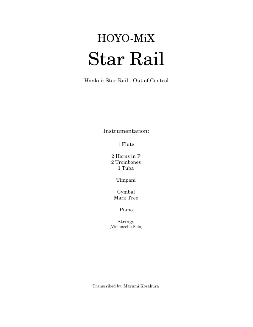Star Rail (Main Theme) [Honkai: Star Rail] Sheet Music for Piano ...