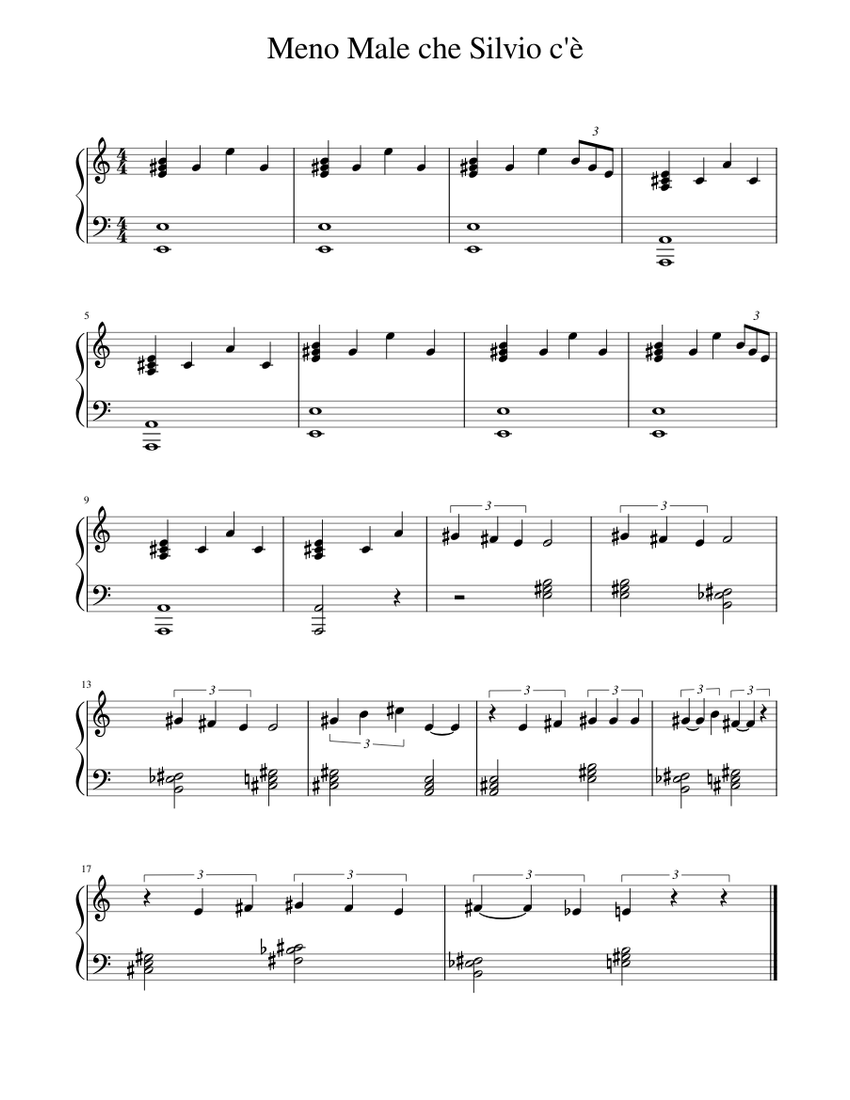Meno Male che Silvio c'è Sheet music for Piano (Solo) Easy | Musescore.com