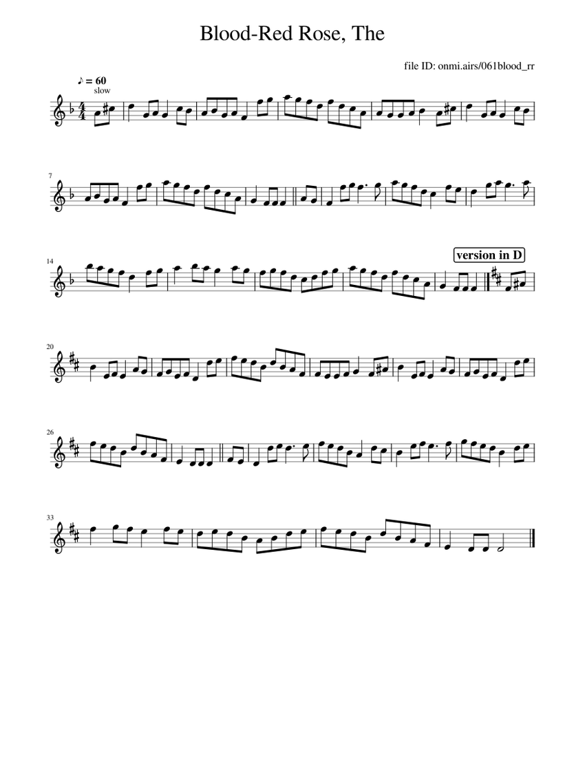 The Blood-Red Rose Sheet music for Piano (Solo) | Musescore.com