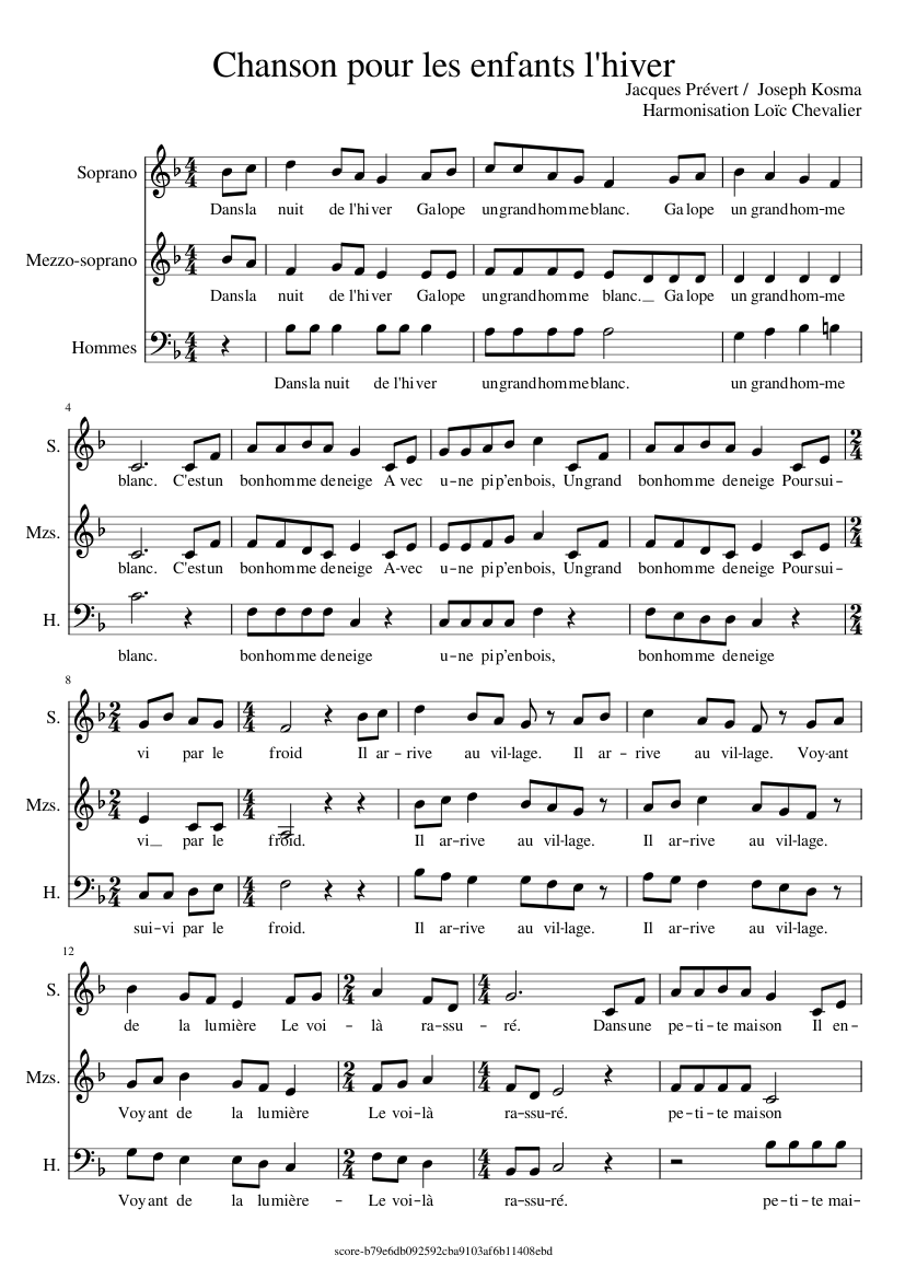 Chanson pour les enfants l'hiver – Joseph Kosma Chanson pour les ...