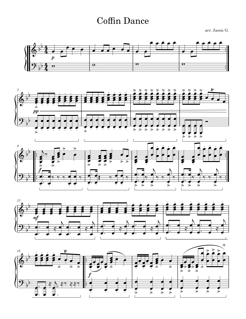 Coffin Dance Piano Sheet music for Piano (Solo) | Musescore.com