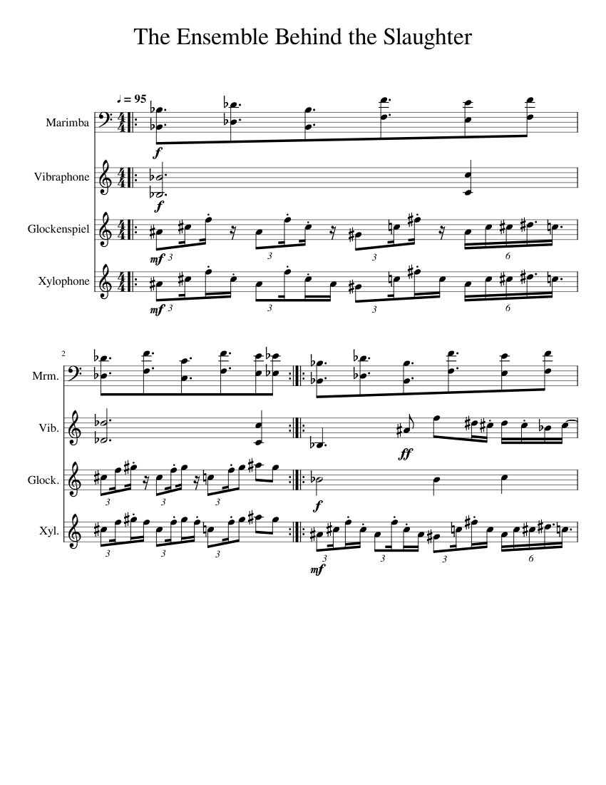 The Ensemble Behind the Slaughter Sheet music for Vibraphone, Glockenspiel, Marimba, Xylophone ...