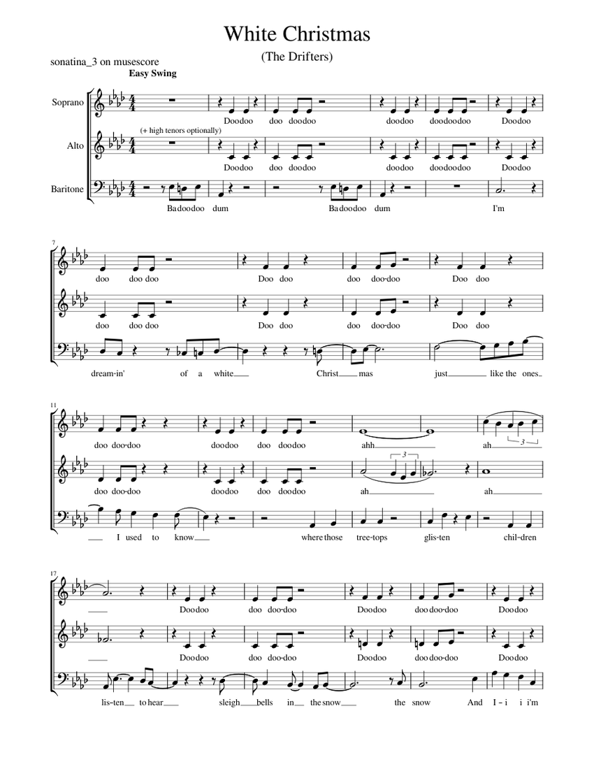 White Christmas Sheet music for Soprano, Alto, Tenor, Bass voice ...