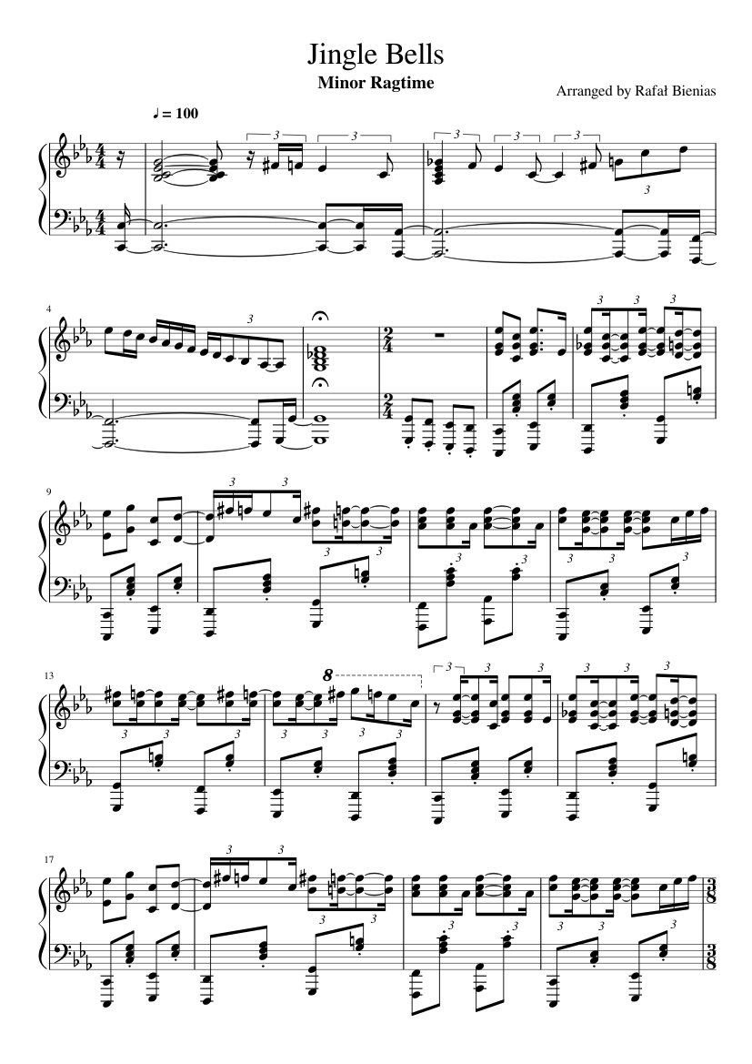 Jingle Bells - Minor Ragtime ( Advanced ) - Piano Sheet music for Piano (Solo) | Musescore.com