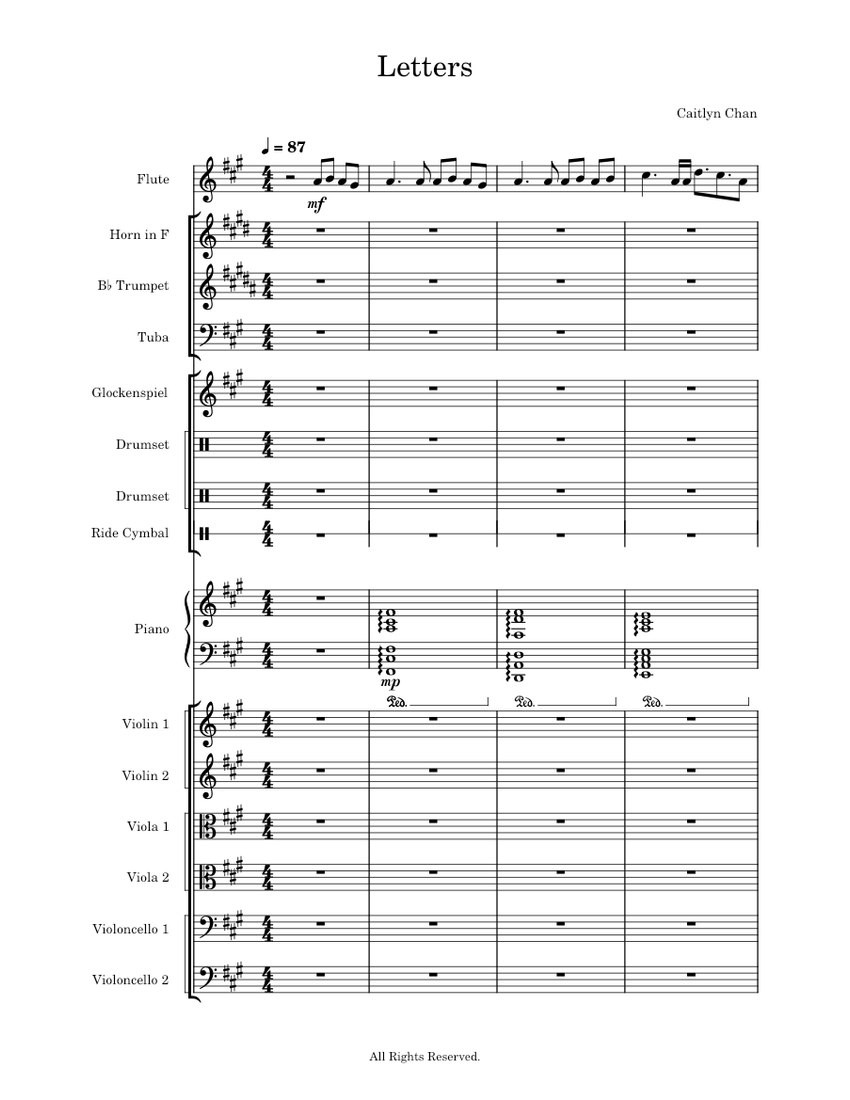 Letters – Caitlyn Chan Sheet music for Piano, Tuba, Flute, Trumpet in b ...
