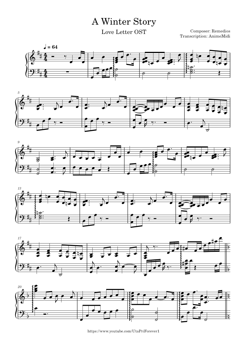 A Winter Story - Love Letter Sheet music for Piano (Solo) | Musescore.com