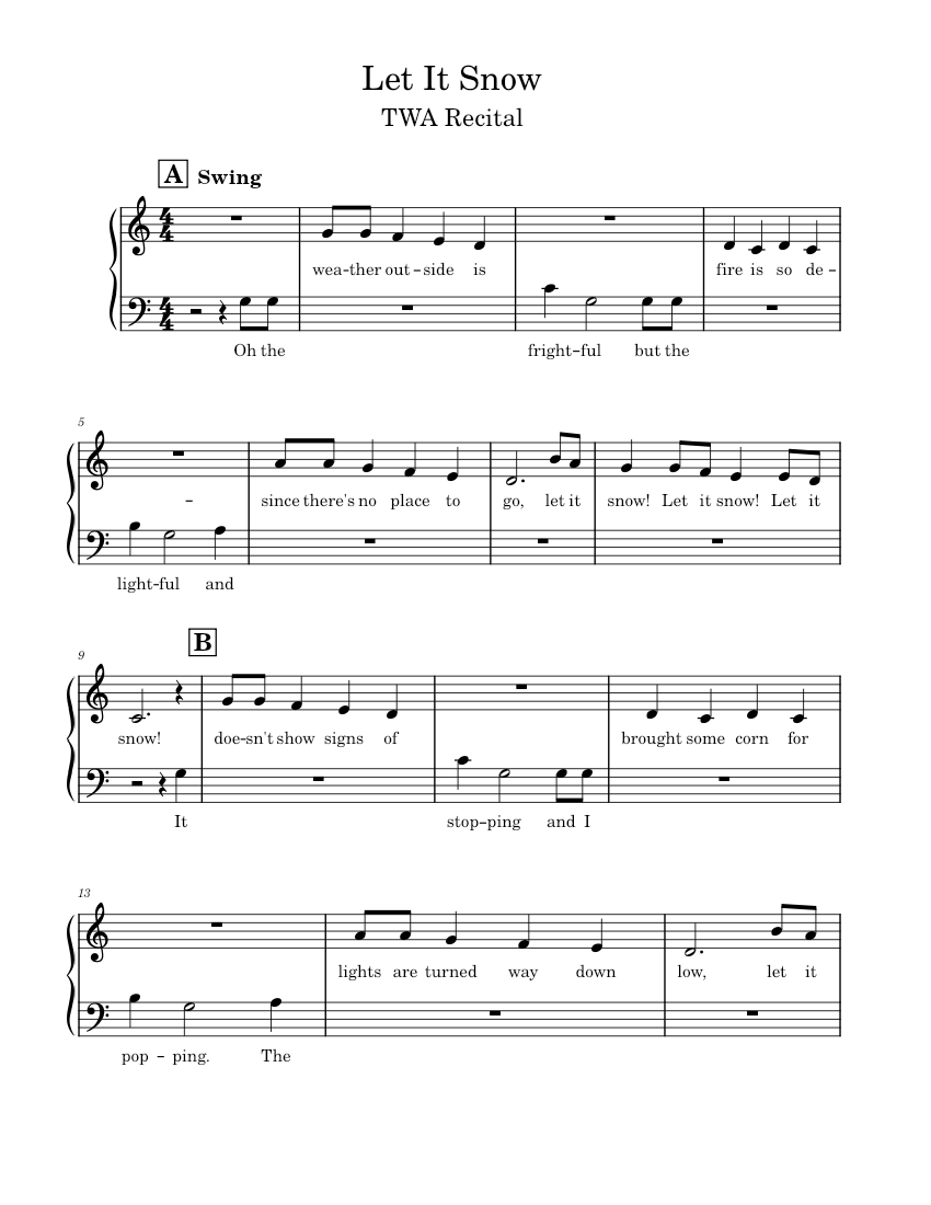 Let it snow – Misc Christmas Let It Snow Student copy Sheet music for ...
