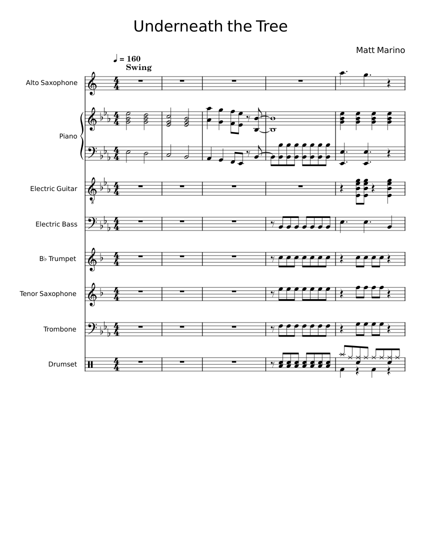 Underneath the Tree - Matt Marino Sheet music for Piano, Trombone ...
