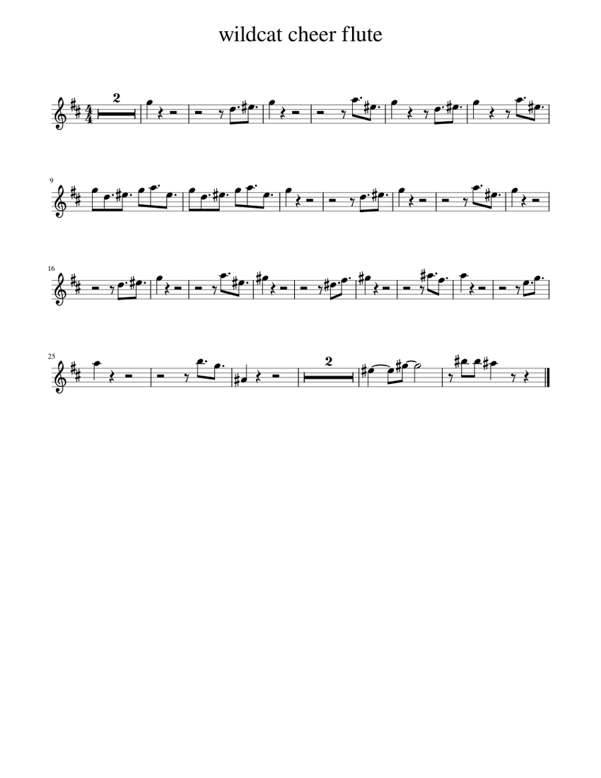 wildcat_cheer_flute Sheet music for Flute (Solo) | Musescore.com