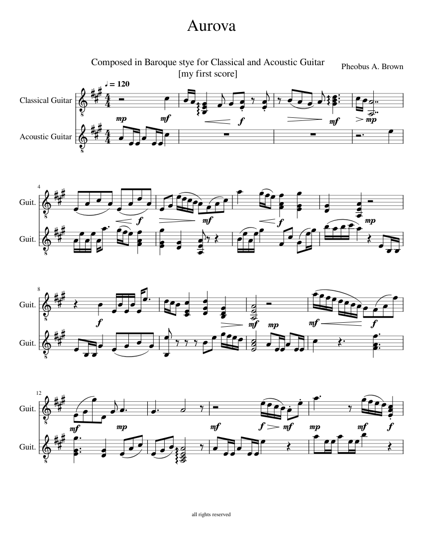 Duet for Classical and Acoustic Guitar Composed in Baroque Style [My ...