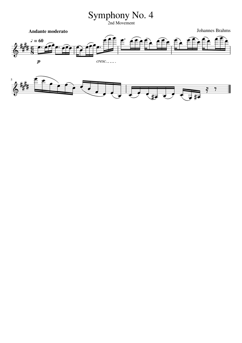 Symphony_No._4 Sheet Music for Violin (Solo) | MuseScore.com