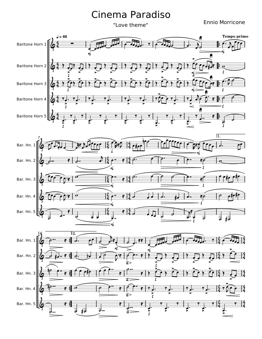 Cinema Paradiso – Ennio Morricone Sheet music for Baritone horn (Brass ...