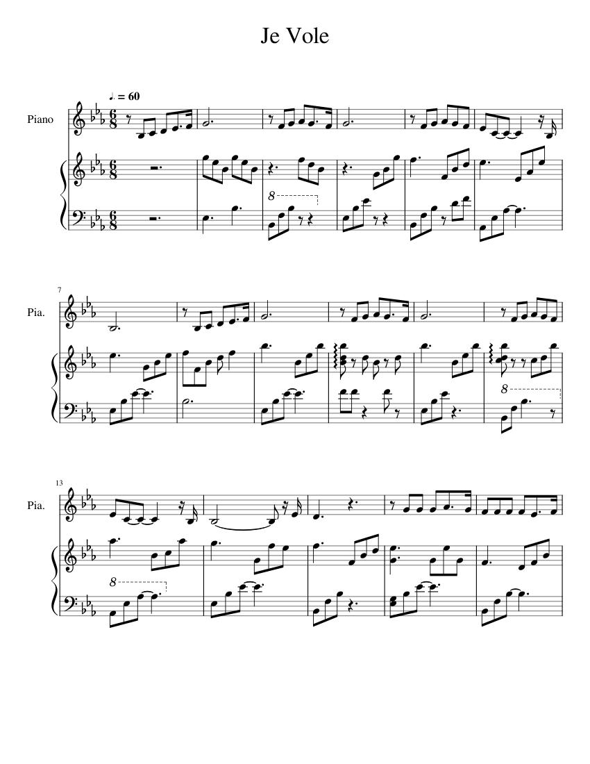 Je Vole Sheet music for Piano (Piano Duo) | Musescore.com