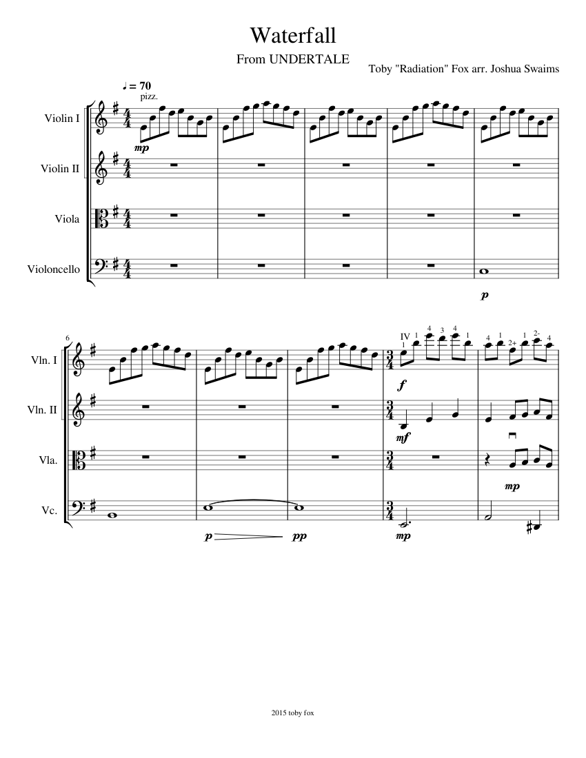 Waterfall Sheet music for Violin, Viola, Cello (String Quartet ...