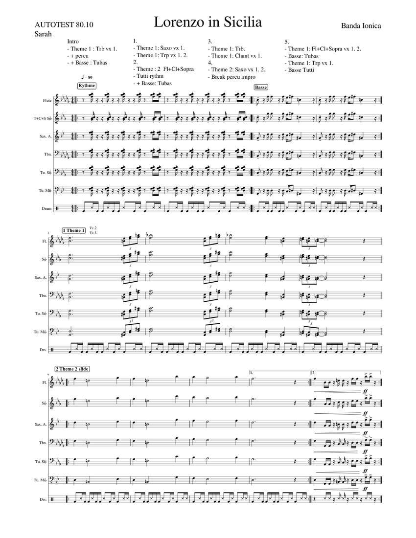 Lorenzo in Sicilia – Banda Ionica Lorenzo in Sicilia Sheet music for ...