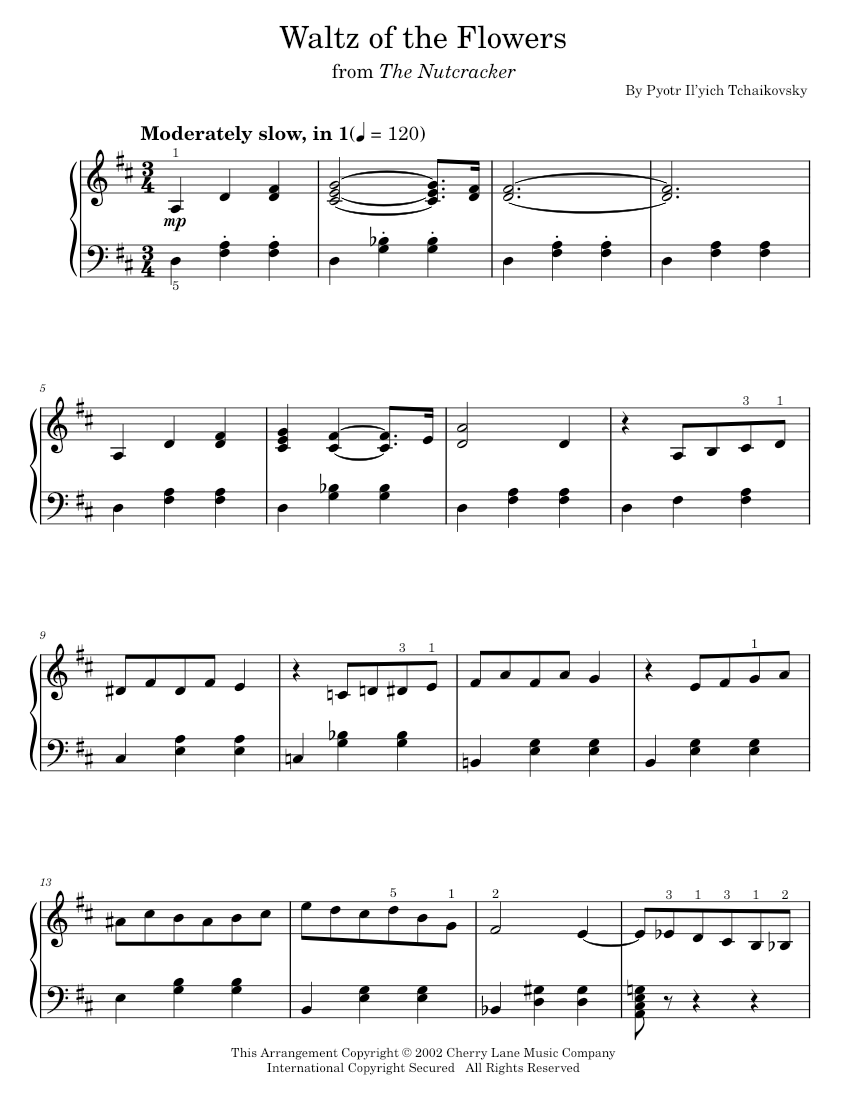 Play Official version of Waltz of the Flowers sheet music by Pyotr ...