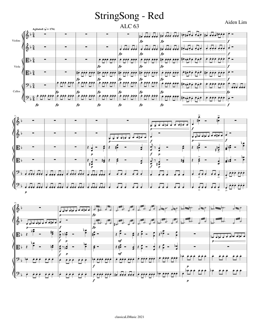 StringSong - Red Sheet music for Violin, Viola, Cello (String Ensemble ...